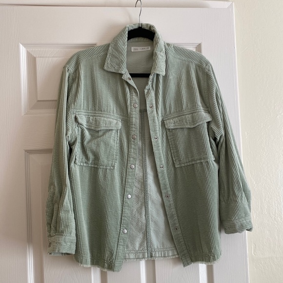 Zara | Jackets & Coats | Zara Green Shacket | Poshmark
